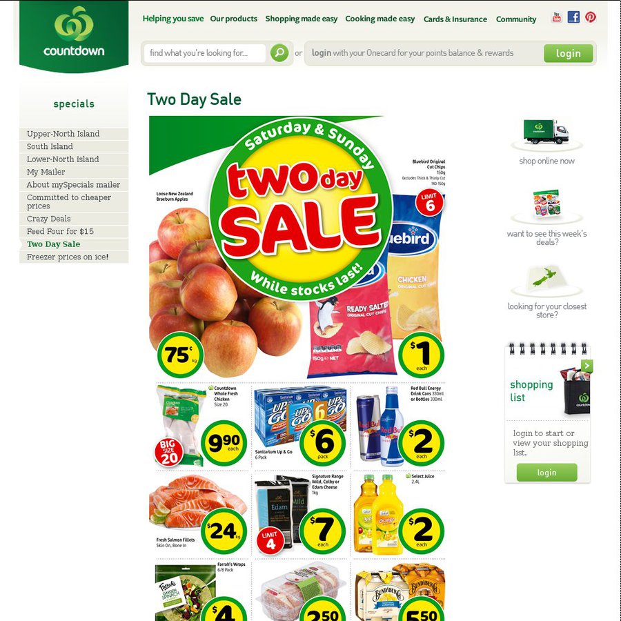 Countdown 2 Day Specials Sat & Sun - Bluebird Chips 150g $1, Braeburn ...