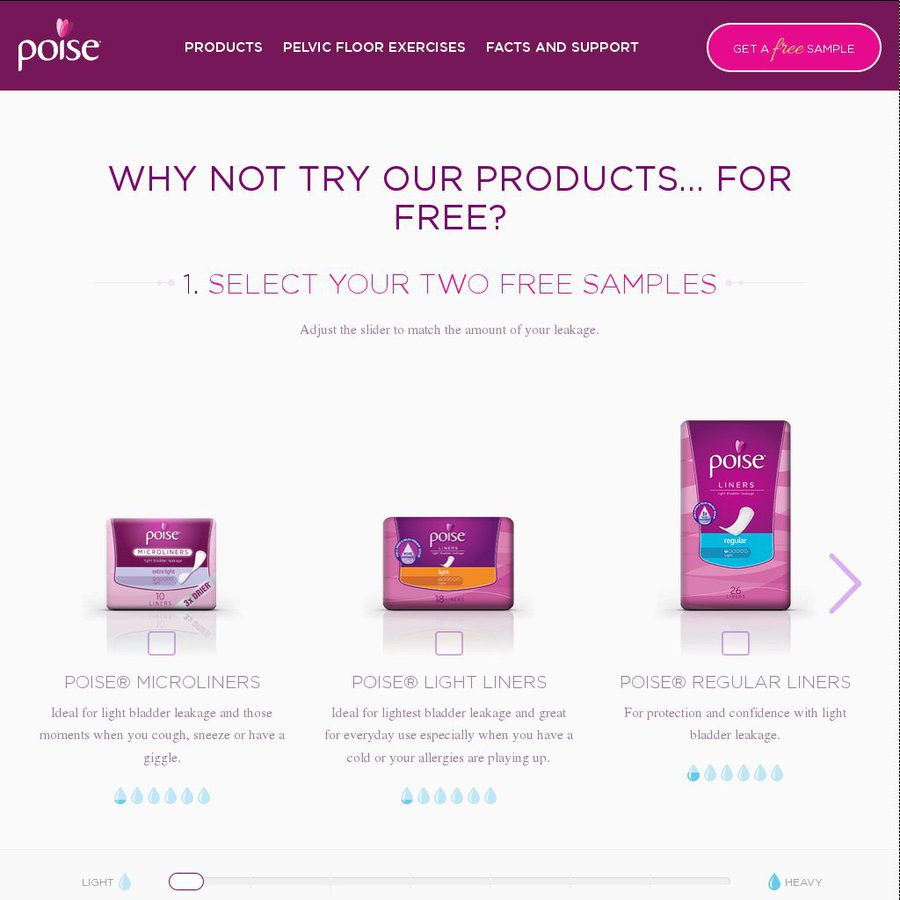Two Free Poise Samples (Liners, Pads) - ChoiceCheapies