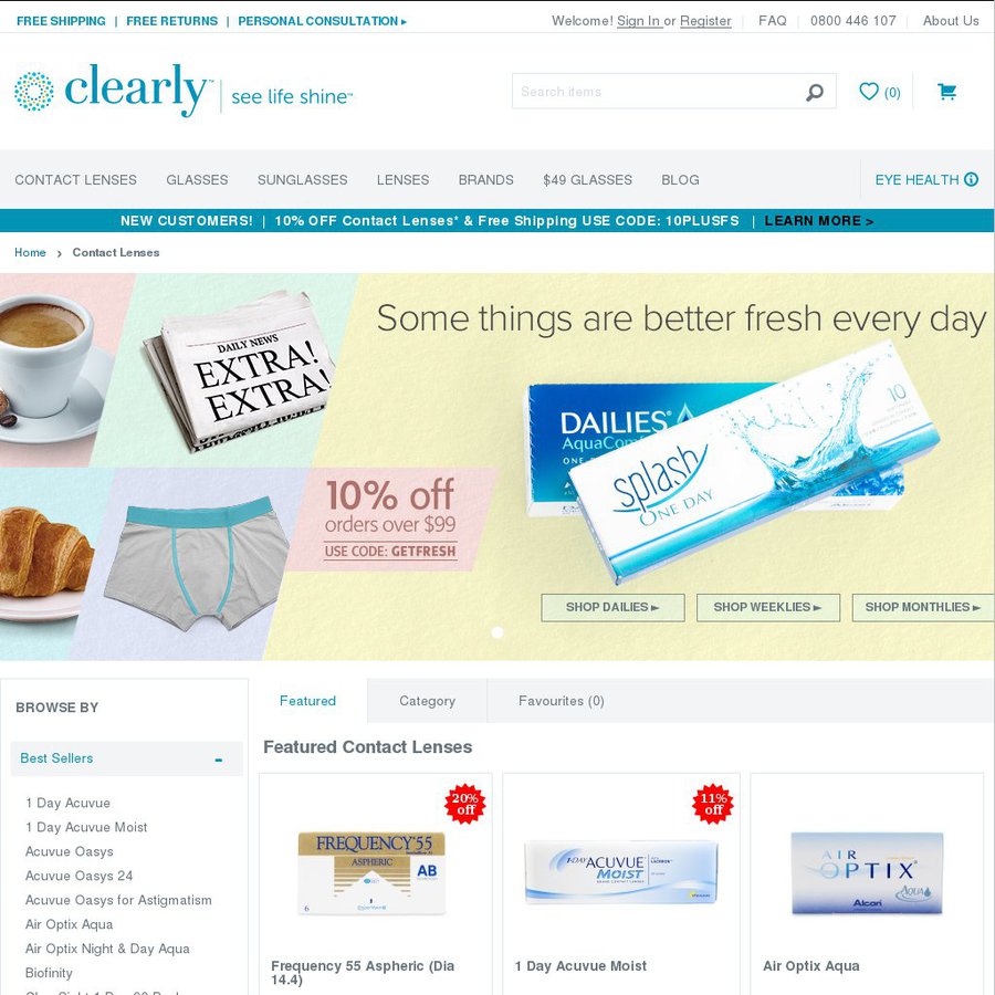 10% OFF Contact Lenses & Free Shipping @ Clearly Contacts - ChoiceCheapies