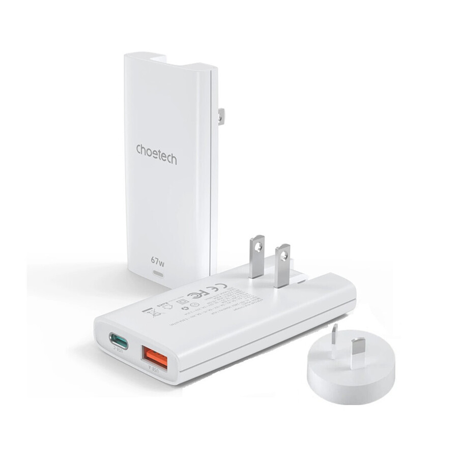 Choetech PD6011 67W Travel Portable Gan Charger White with Dual Charging Ports $29 + $6 Shipping ...