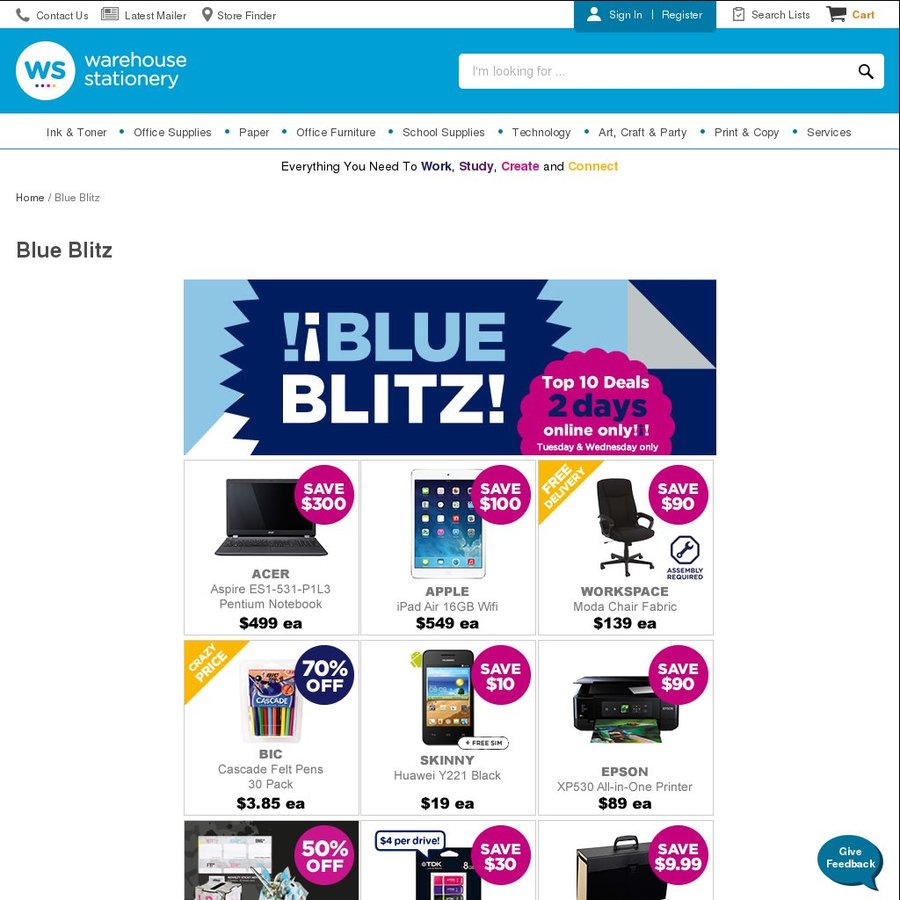Blue Blitz: TDK 8GB USB Drive 5 Pack - $19.90, iPad Air 16GB - $549 ...