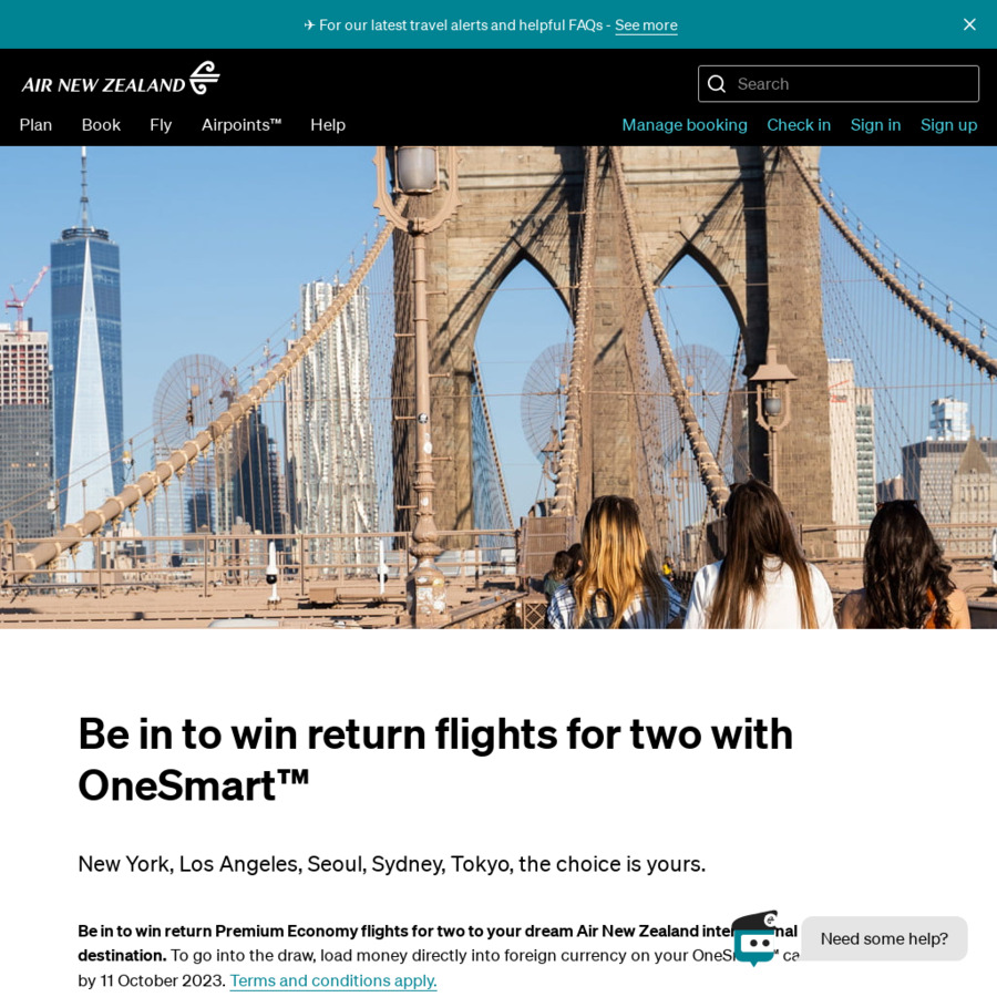 Be in to Win Return Flights for Two with OneSmart @ Air NZ - ChoiceCheapies Competitions