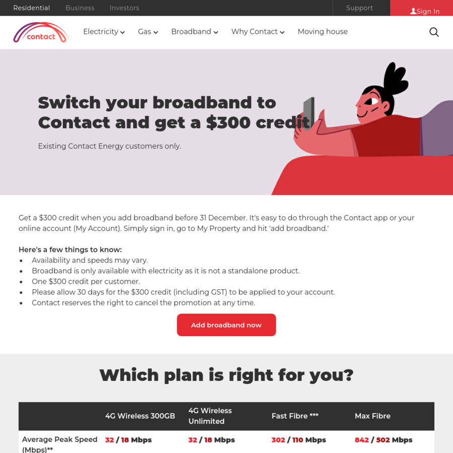 Switch Your Broadband to Contact, Get $300 Credit (Existing Customers ...