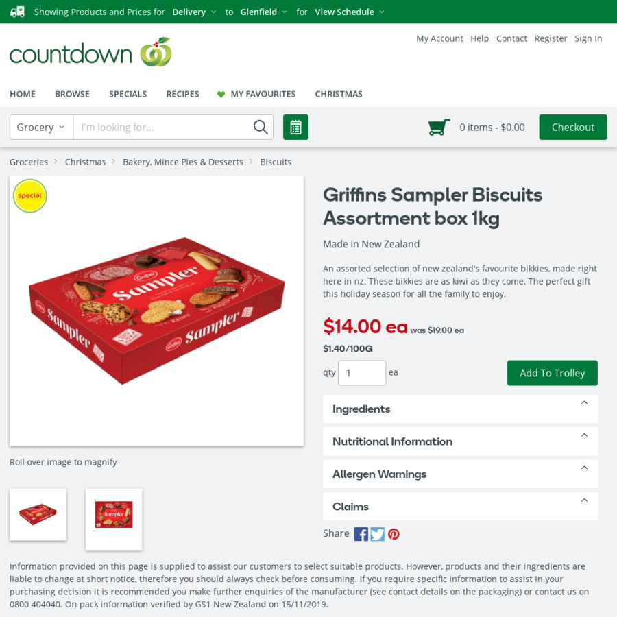 Griffins Sampler Biscuits Assortment Box 1kg for $14 (Was $19 ...