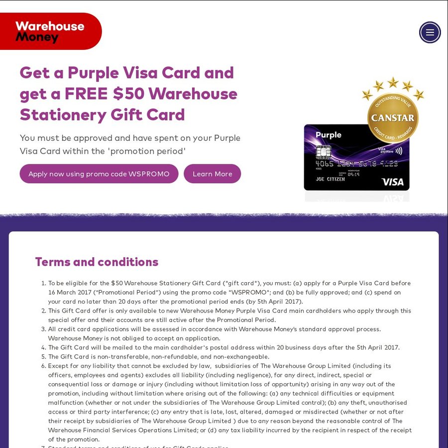 FREE $50 Warehouse Stationery Gift Card When You Get a Purple Warehouse ...