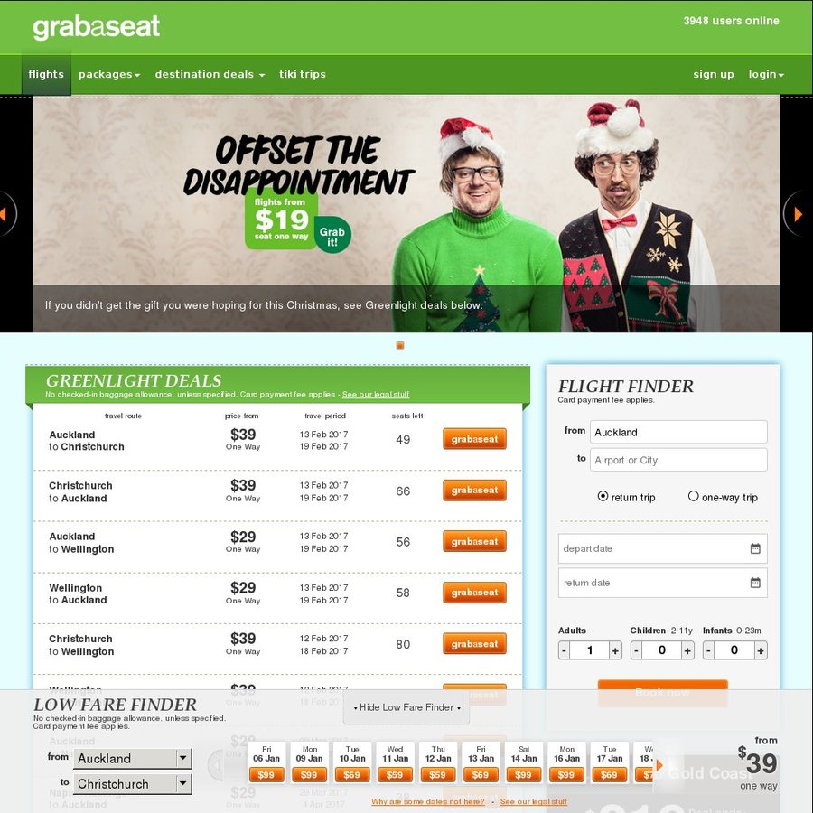 Grabaseat Boxing Day Sale: AKL - PMR, CHC - IVC $38 Return, AKL - CHC ...