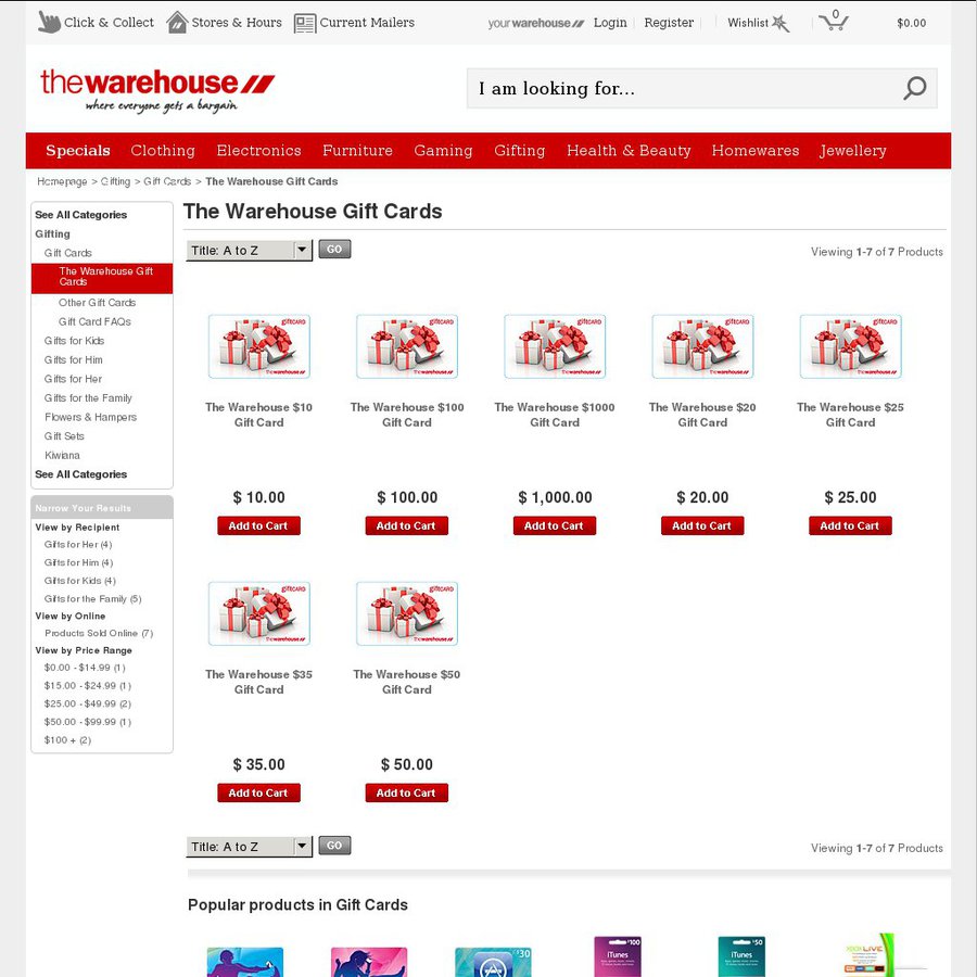 $50 The Warehouse Gift Card for $40 with Codes @ The Warehouse Online ...