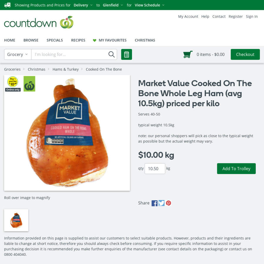 Market Value Cooked On The Bone Whole Leg Ham (avg 10.5kg) $85 ...