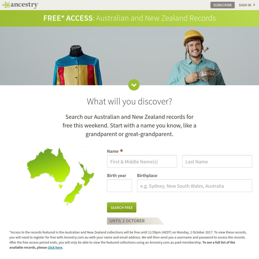 Free Access to All AU and NZ Records This Weekend (30/9 & 1/10 ...