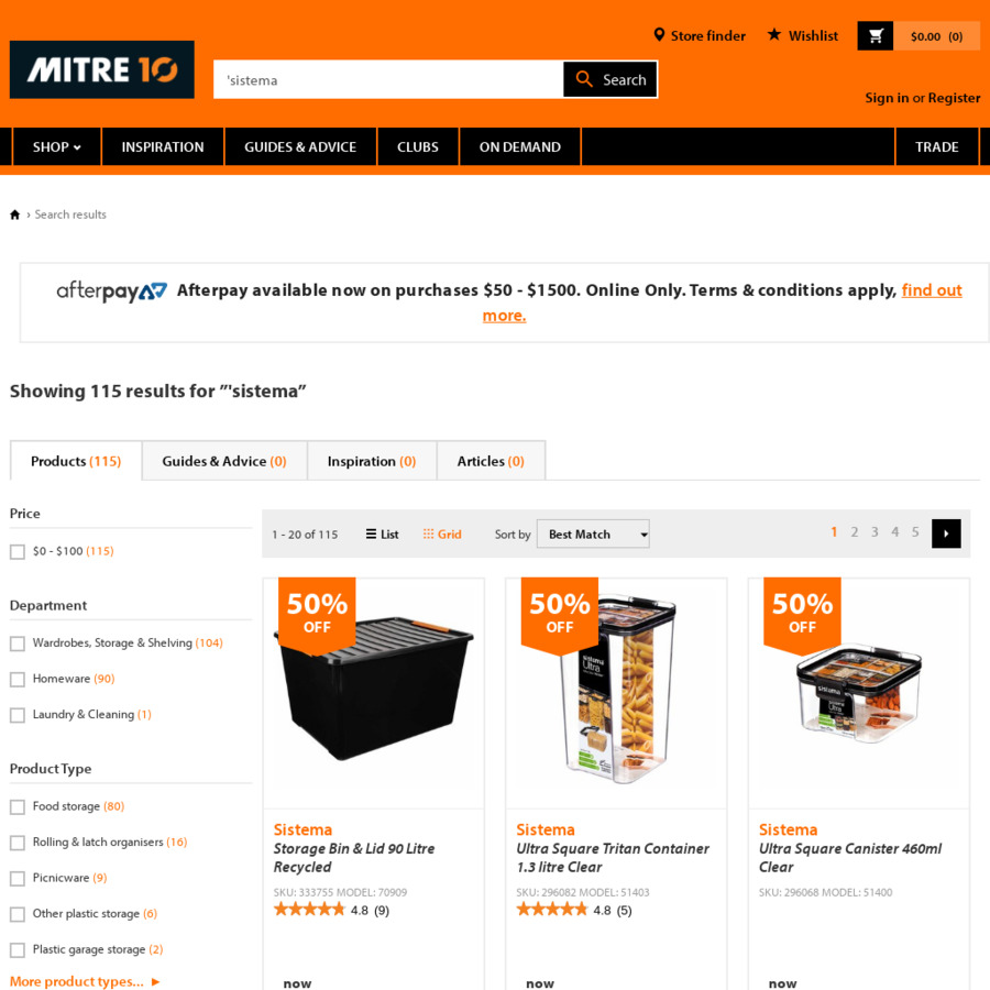 50% off Sistema Products at Mitre 10 - ChoiceCheapies