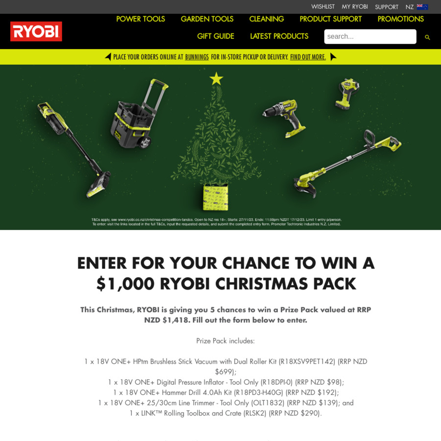 Win 1 of 5 Ryobi Christmas Packs (RRP $1418) @ Ryobi - ChoiceCheapies ...
