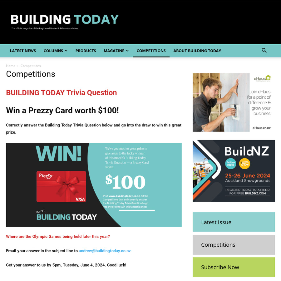 Win a Prezzy card worth $100 @ Building Today - ChoiceCheapies Competitions